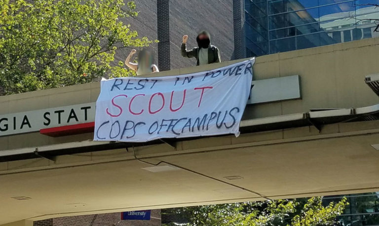 Atlanta, GA: Banner Drops Remember Scout Schultz | It's Going Down